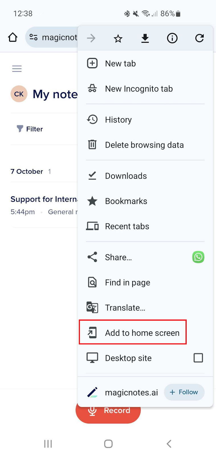 Guide for shortcutting to Magic Notes on your mobile – Help Centre