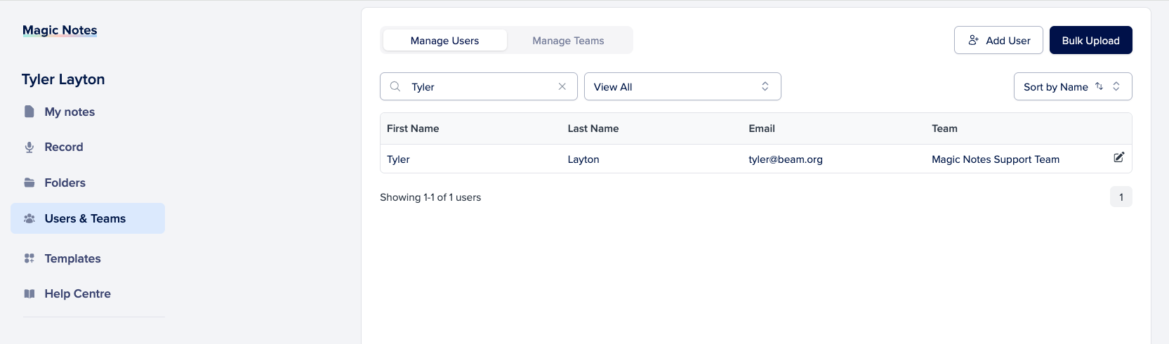 Magic Notes: User Management – Help Centre